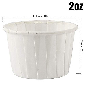 KEILEOHO 800 Pack 2 OZ Treated Paper Souffle Portion Cups, Food Grade Paper Condiment Cups for Condiments, Samples, Popcorn, Candies, Measuring, White