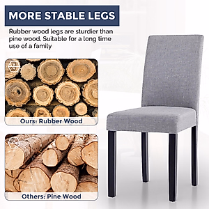 IULULU Dining Chairs Set of 4 Upholstered Linen High-Back, Grey