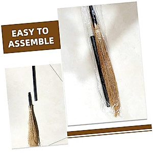 NOLITOY 2pcs Witch Broom Broomstick Witches Broom Halloween Props Halloween Broom Birthday Decoration for Girl Costumes for Halloween Fall Decor for Kitchen The Outfit Apparel Wooden Beige