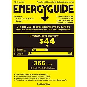 Commercial Cool CCR77LBB 7.7 Cu. Ft Freezer Refrigerator, Black