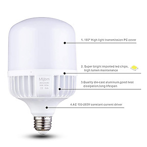 VELNEX 250W-300W Equivalent LED Bulb, Daylight Bulb 5000K 35Watt Commercial Retrofit LED, Super Bright 3500Lumen Garage Light, E26 Base Light Bulb for Warehouse,Area,Basement, Home Light, 2Pack