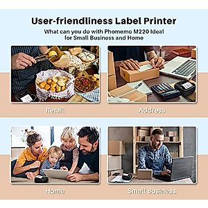 Phomemo M220 Label Maker, Bluetooth Label Printer, 3.14 Inch Portable Thermal Label Maker Machine for Barcode, Labeling, Organizing, Small Business, Compatible with iOS & Android, with 3 Label