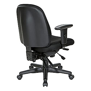 Office Star Ergonomic Mid Back Office Desk Chair with Adjustable Height, Tilt, and Padded Arm Rests, Icon Black Fabric