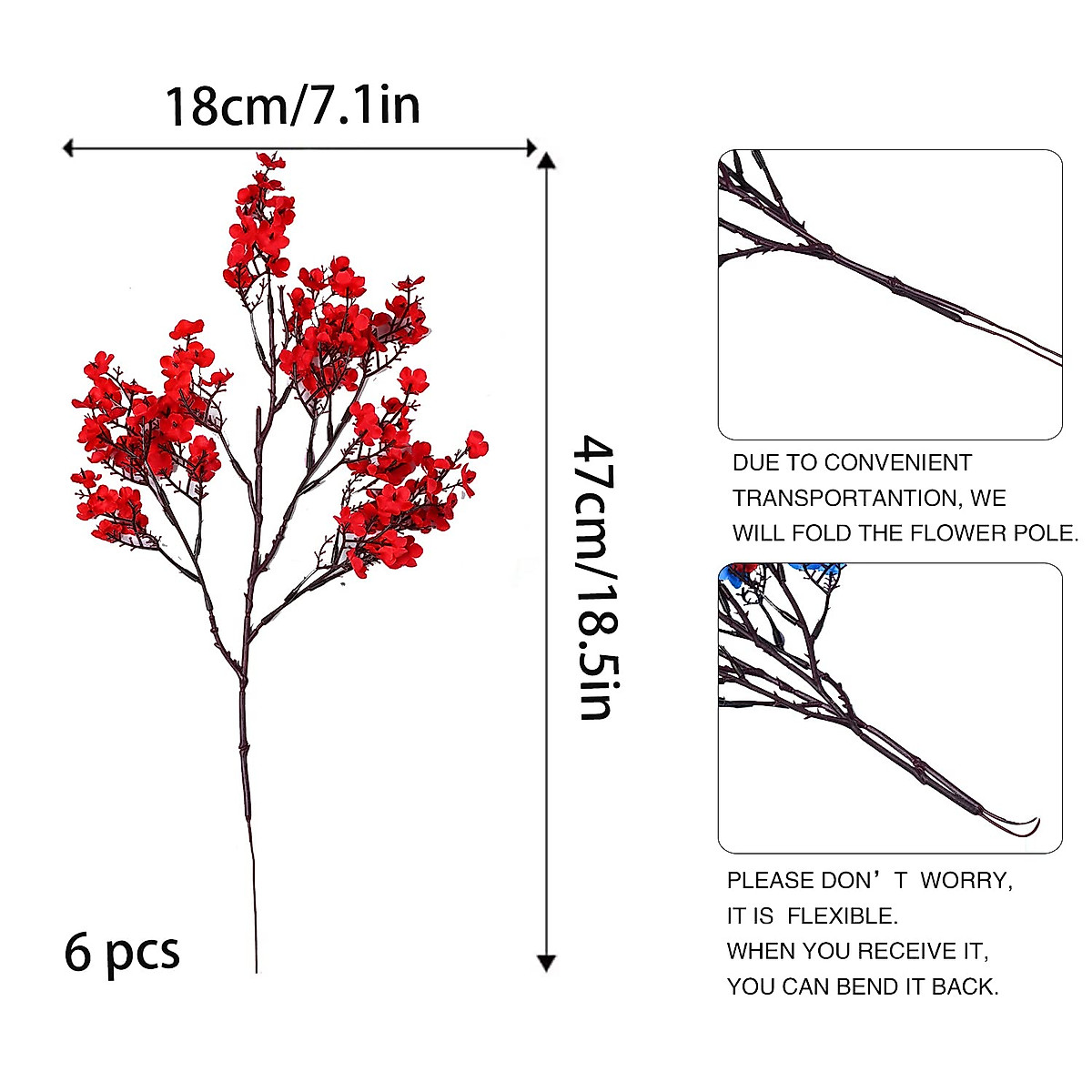 Blue Flowers 6 Bundle Babys Breath Artificial Flowers for Decoration Babies Breath Bouquets Fake Flowers Silk Flowers Gypsophila for Christmas Centerpiece Arrangement Home Wedding Party Garden Decor