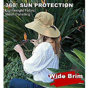 Solaris Wide Brim Women UV Sun Protection Hat for Outdoor Garden Hiking Safari, Tan