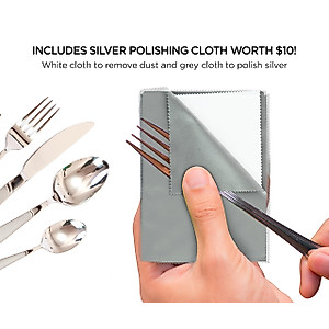 Silverware Storage Box Flatware Storage Case with Dual Tone Wooden Finish Drawer and Tarnish Proof Felt Lining to Store Sterling Silver Ware Cutlery Sets 15x11 Inch Size Service for 14