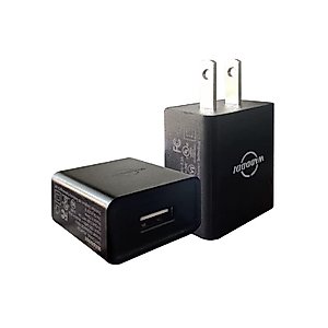 WADDDDI USB A Charger 1A/5V Single Port USB Wall Plug 5W Wall Plug Brick Portable Travel Power Adapter UL Listed 2 Pack (Black)