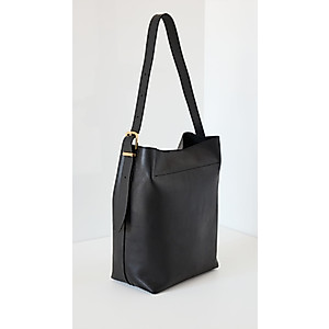 Madewell Women's The Essential Bucket Tote in Leather, True Black, One Size