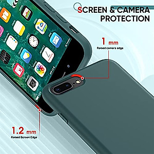 LeYi for iPhone 8 Plus Case: iPhone 7 Plus Case with 2 Pack Tempered Glass Screen Protectors, Shockproof Full-Body Liquid Silicone with Soft Anti-Scratch Microfiber Liner, Green…