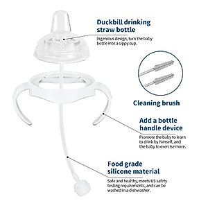 Sippy Cup Soft Spout Conversion Kit for Philips Avent Natural Baby Bottle, Bottle Handles and Weighted Straw （2 Pack）