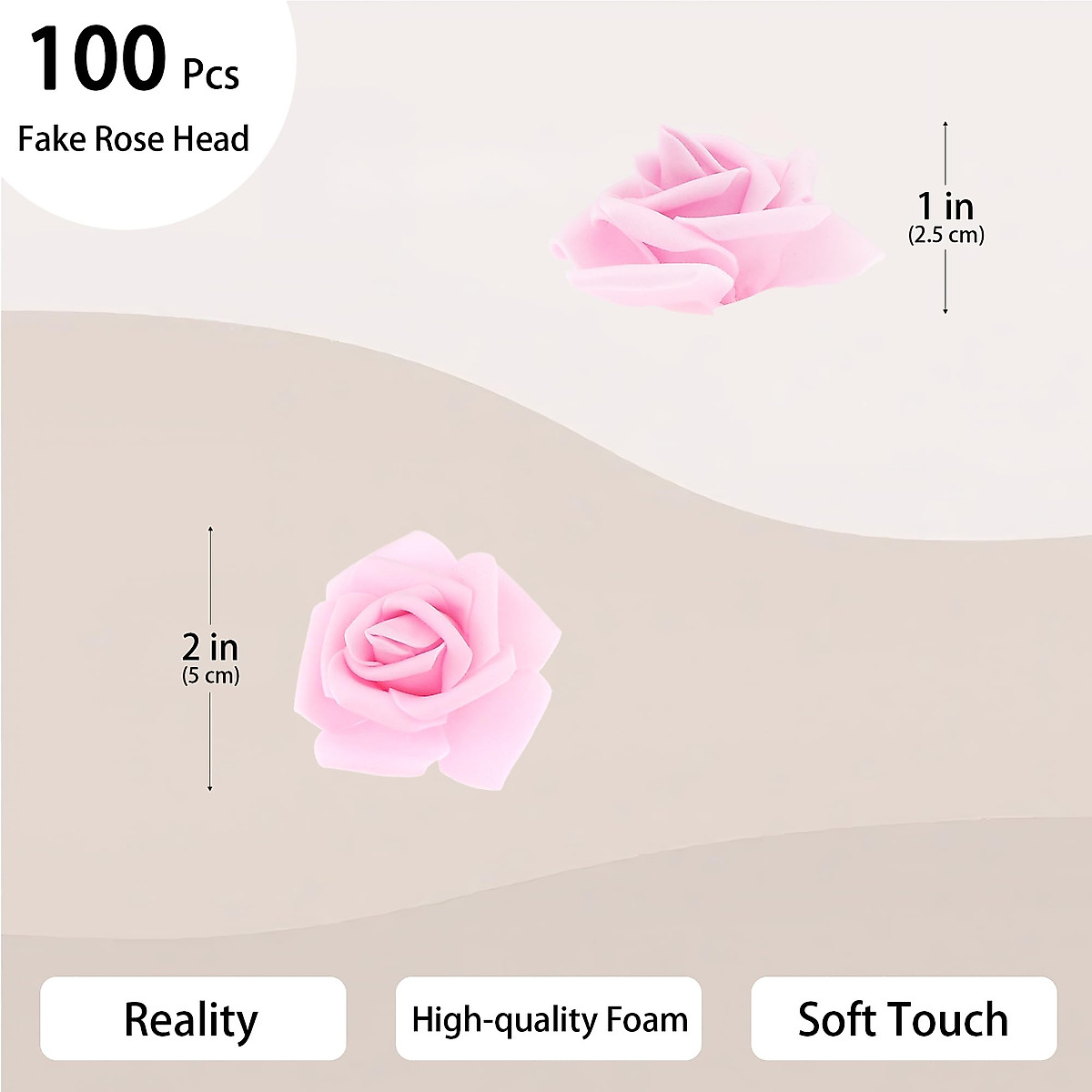 Vignor 100 Pcs 2 Inch Artificial Flowers Faux Foam Fake Rose Head Bulk for Home Decor Wedding Decoration Bridal Shower Wall Table Centerpiece Arrangement DIY Craft (Light Pink)