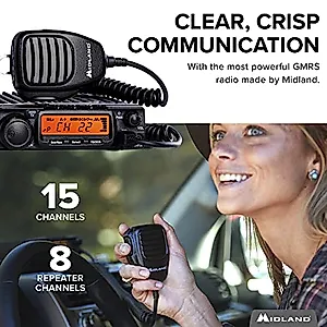 Midland – MXT400VP3-40 Watt GMRS MicroMobile Two Way Radio - Off Roading Outdoor Boat Ranches Tractors Radio - 8 Repeater Channels - Antenna Mounting Bracket Antenna Chord, 3dB Gain Ghost Bundle