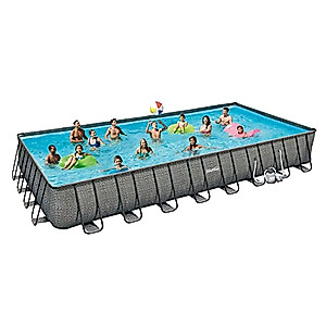 Summer Waves P42412521 Elite 24 Foot x 12 Foot x 52 Inch Outdoor Frame Above Ground Swimming Pool Set w/Filter Pump, Cover, Ladder, & Ground Cloth