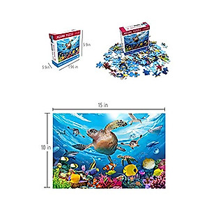 Koyiwa 100 Pieces Jigsaw Puzzle for Kids Age 4-8 Sea Turtle Swimming Fantastic Seaworld Educational Puzzle Toys for Toddler Children Boys and Girls (15 x 10 inch)