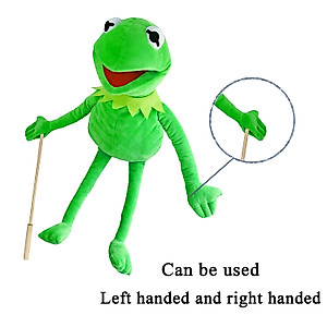 Kermit Frog Puppet with Detachable Control Wooden Rod, The Puppet Movie Show Soft Stuffed Plush Toy