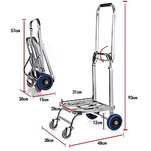 GTFDXJ Folding Heavy-Duty Trolley, Moving Goods and Handling Stainless Steel Domestic Trailer Trolley Car Climbing Stairs Stable Cart,D