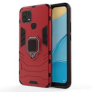 QiongNi Case for Oppo A15 Case Cover,Magnetic Car Mount Bracket Shell Case for Oppo A15 CPH2185 Case Red