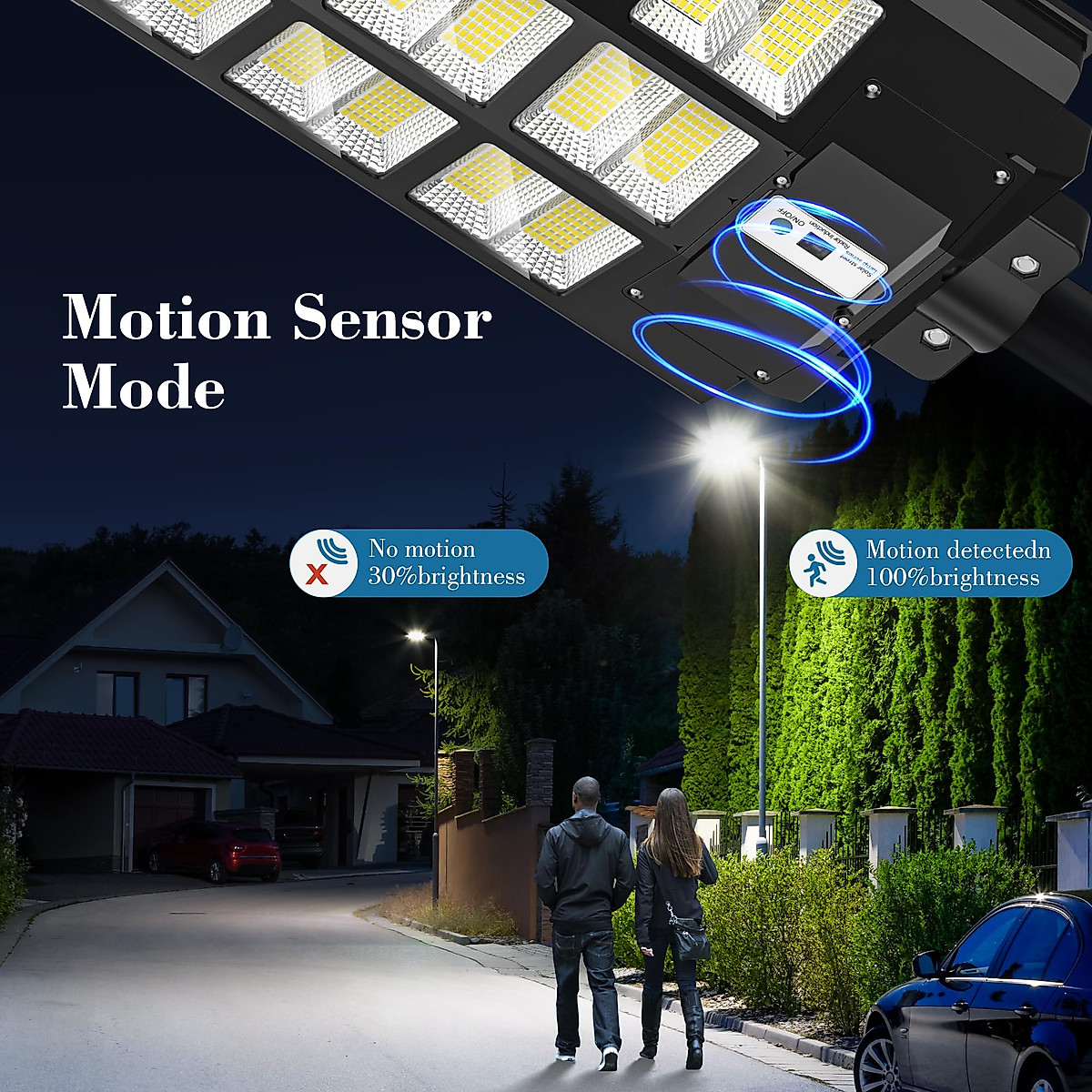 OKPRO 6000W Solar Street Lights Outdoor - 7000K Solar Lights Outdoor Waterproof Dusk to Dawn, Commercial Solar Parking Lot Lights with Motion Sensor, Solar Powered LED Street Light for Yard, Outside