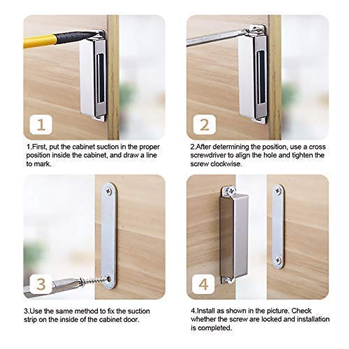 Mousike Cabinet Magnets Magnetic Door Catch Stainless Steel Door Magnet for Kitchen Bathroom Cupboard Wardrobe Closet Closures Cabinet Door Drawer Latch 20 lbs(10Pack)