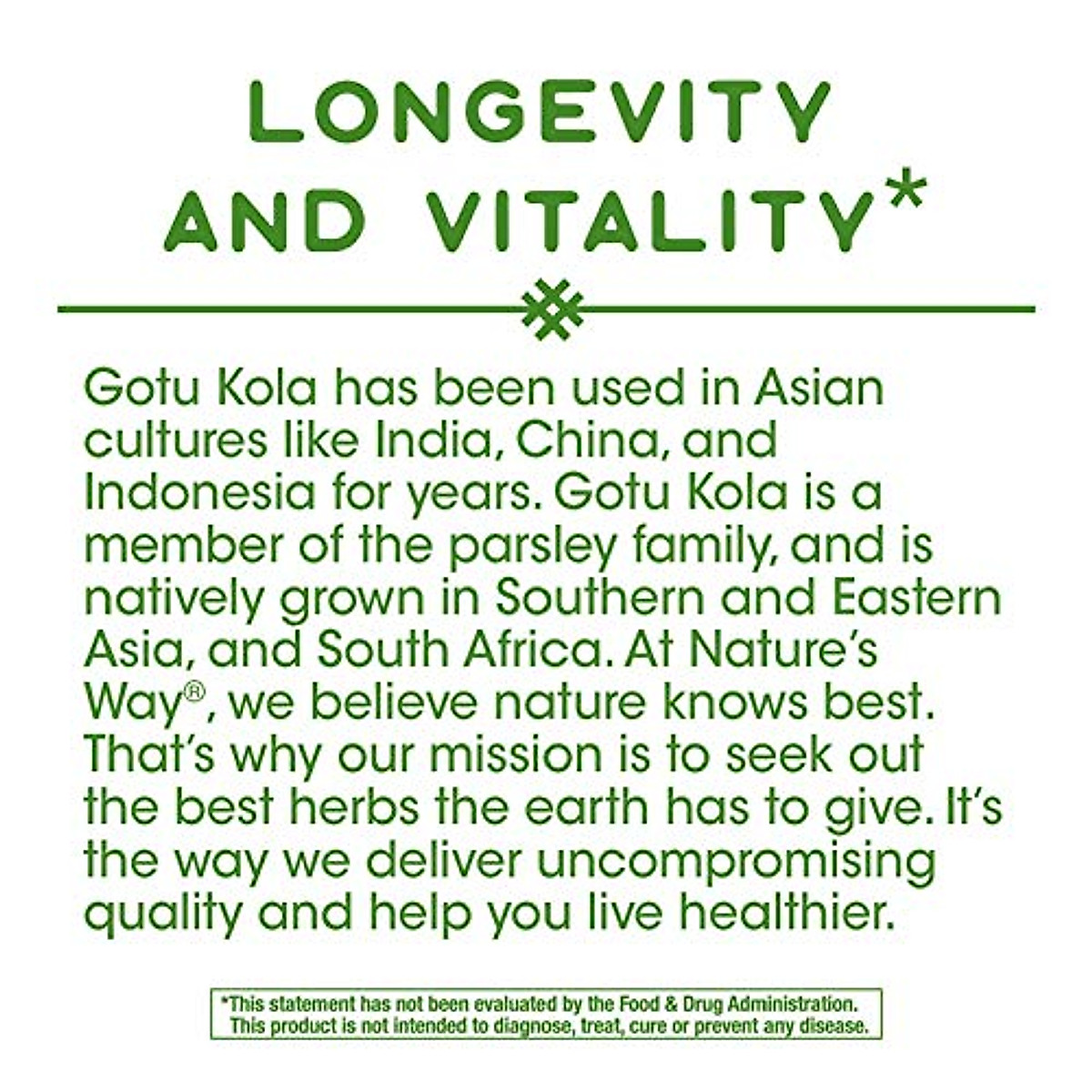 Nature's Way Premium Herbal Gotu Kola Herb, 950 mg per serving, 180 VCaps