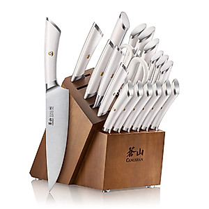 Cangshan ELBERT Series German Steel Forged Knife Block Sets (20-Piece, White)