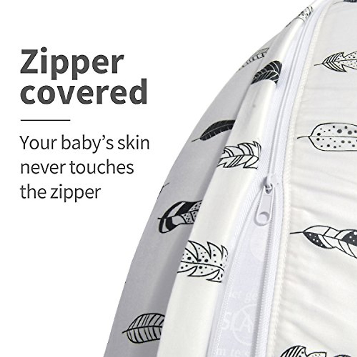 ALVABABY Nursing Pillow Cover Slipcover,100% Organic Cotton,Soft and Comfortable,Feathers Design,Maternity Breastfeeding Newborn Infant Feeding Cushion Cover, ZT01