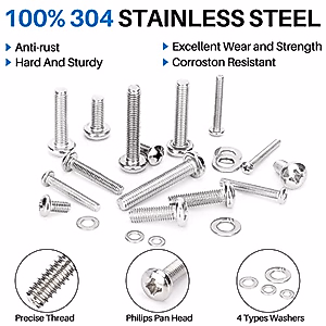 Universal TV Mount Screws, Stainless Steel TV Mounting Hardware Kit Includes M4 M5 M6 M8 TV Bolts, Washers, and Spacers, Fit All Flat and Curved Screen TVs up to 80 inches (105 pcs)
