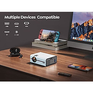YABER 2023 Upgrade Projector with 5G WiFi and Bluetooth 5.1, 9000L 1080P Support 4K Video Projector, Mini Portable Outdoor Projector with Tripod and Carrying Bag, Compatible with HDMI, VGA, TV Stick