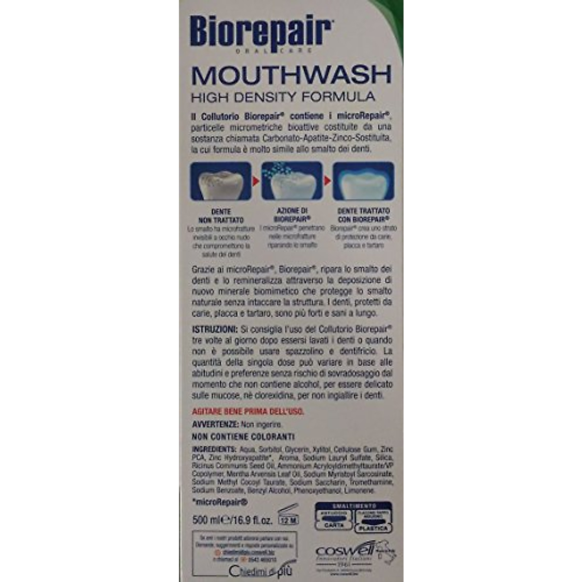 Biorepair: " Collutorio " Mouthwash 500ml/16.9 fl.oz - Pack of 4