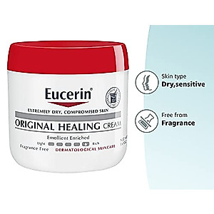 Eucerin Original Healing Cream - Fragrance Free, Rich Lotion for Extremely Dry Skin - 16 oz. Jar