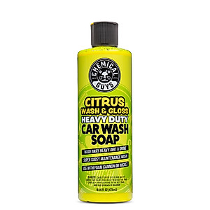 Chemical Guys CWS_301_16 Citrus Wash & Gloss Foaming Car Wash Soap (Works with Foam Cannons, Foam Guns or Bucket Washes) Safe for Cars, Trucks, Motorcycles, RVs & More, 16 fl oz, Citrus Scent