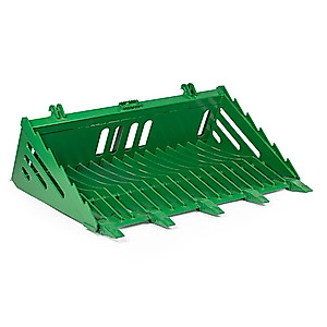 Titan Attachments 60in Fine Grade Skeleton Rock Bucket with Teeth for John Deere Loader with Hook and Pin Connection