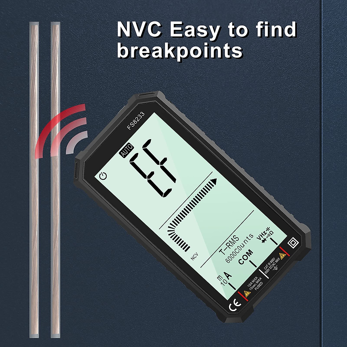 BlumWay 4.7 Inch LCD Digital Multimeter TRMS 6000 Counts Voltmeter Auto-Ranging Fast Measures Voltage Current Amp Resistance Diodes Continuity Duty-Cycle Capacitance Temperature for Automotive