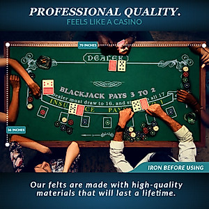 Poker Table Top Mat Texas Holdem Blackjack Felt Game Table Topper Cover Double Sided Storage Case Included. 3 x 6 ft. (36 x 72 in.) Easy Slide and Glide Design