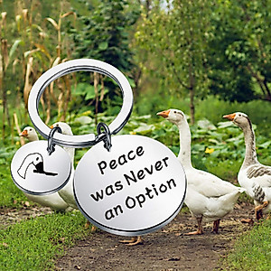 CENWA Peace was Never an Option Goose Keychain Goose Game Lover Gift (Goose Keychain)