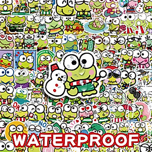 100PCS Kawaii Cartoon Stickers Cute Frog Stickers Vinyl Waterproof Stickers for Laptop Water Bottles Skateboard Guitar Boys Girls Kids Teens Adults Birthday Party Supplies