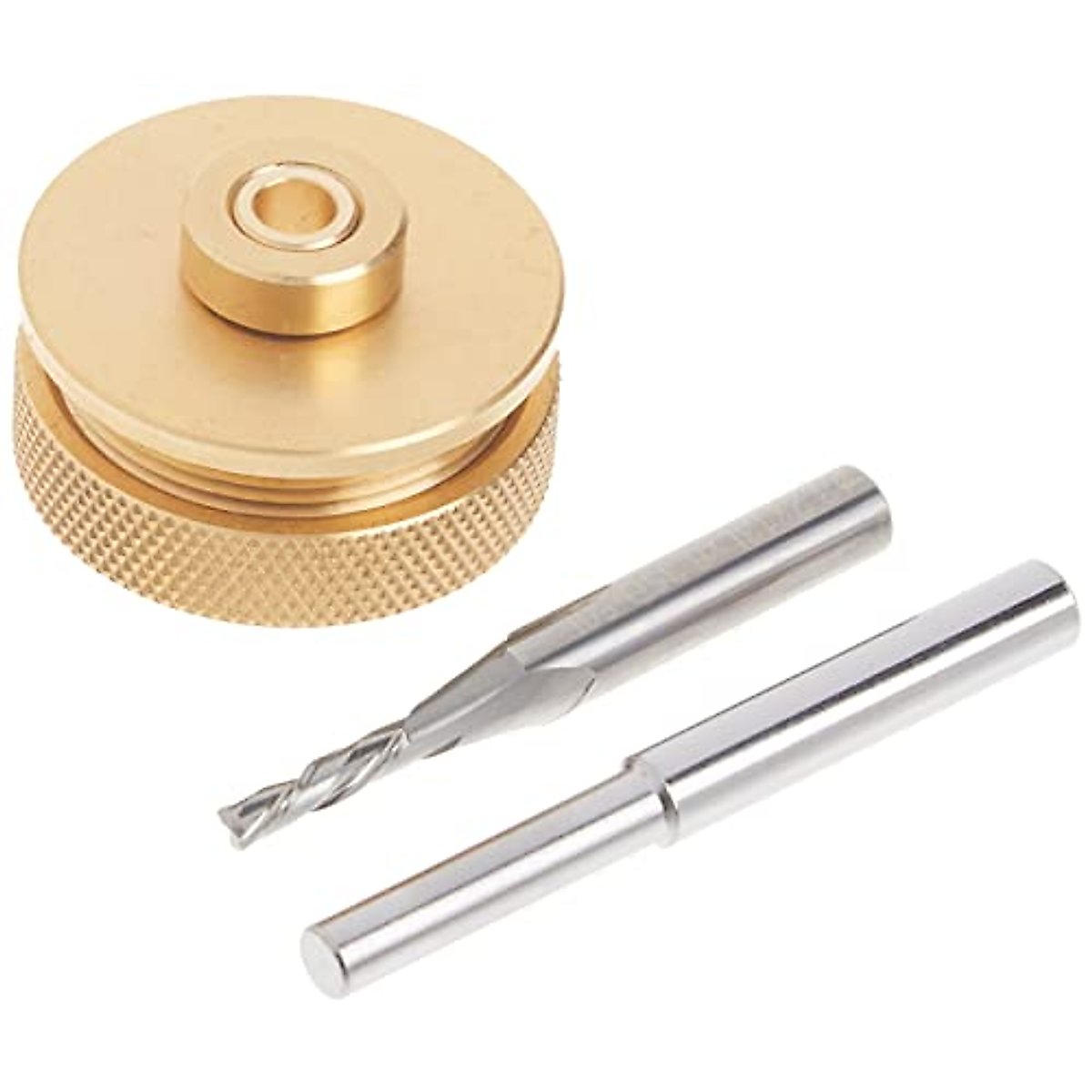 POWERTEC 71333 Router Bits Solid Brass Inlay Kit | for 1/4 Templates for High RPM Routing | Includes 1/8 Carbide Router Bit/Cutter + 1/4 Shank, Universal Bushing, Retainer Nut, Collar, Alignment Pin
