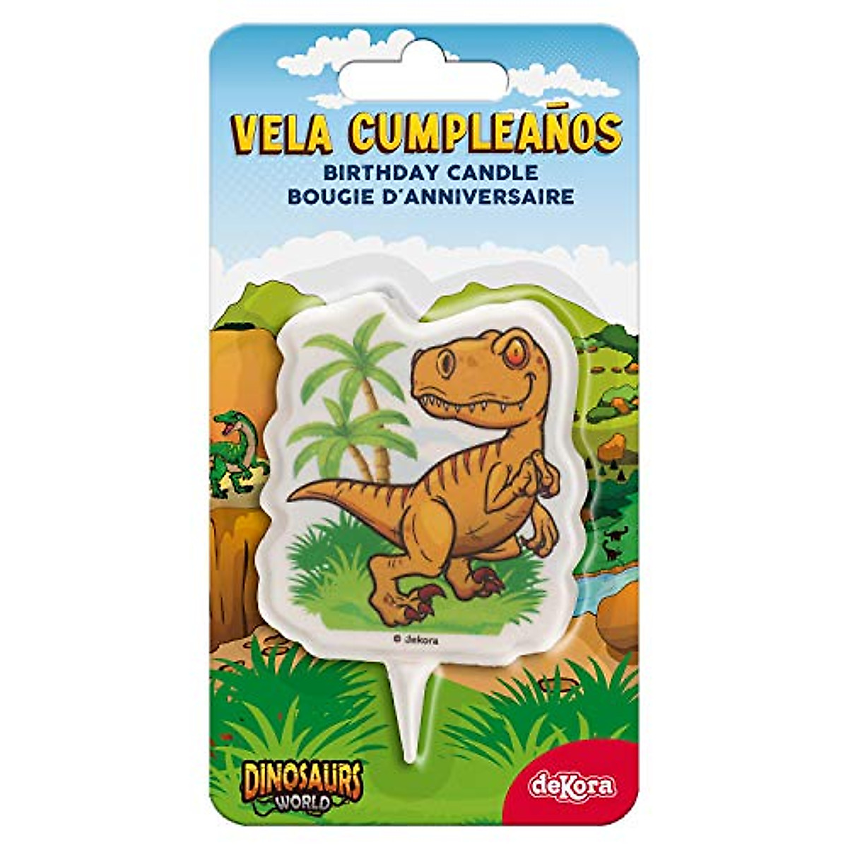 Dekora - Dinosaur Birthday Candle - 7.5cm 2D Trex