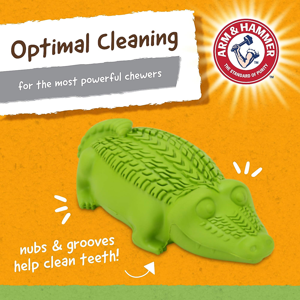 Arm & Hammer for Pets Super Treadz Gator Chew Toy - Best Chew Toys Reduce Plaque & Tartar Buildup Without Brushing - For Dogs up to 35 Lbs