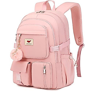 LXYGD Laptop Backpack 15.6 Inch Kids Elementary Middle High School Bag College Backpacks Anti Theft Travel Back Pack Large Bookbags for Teens Girls Women Students (Pink)