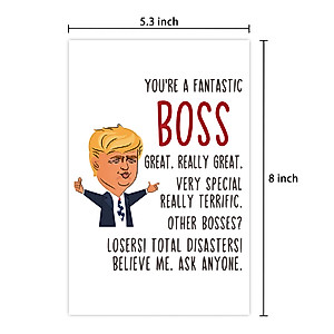 Ulbeelol Trump Boss Card, Funny Boss Day Card, Humorous Birthday Card for Boss, Thanks Card for Boss, Boss Appreciation Card, Best Boss Card