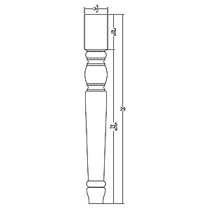Highland Manor Wood Products Square Cheshire Dining Table Leg - 29" Tall x 3 1/2" Wide (Pine)