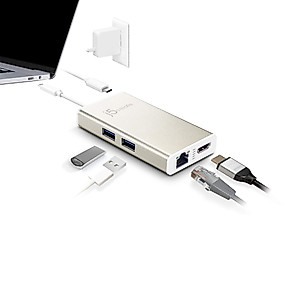 j5create USB C Hub Multi-Adapter Docking Station with HDMI 4K, 2X USB 3.1 SuperSpeed Ports, Ethernet, Power Delivery 2.0 (JCA374)