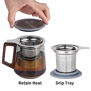 Vaincre Tea Infuser Tea Strainer - Extra Fine Mesh Tea Strainers Tea Infusers for Loose Tea, Stainless Steel Tea Steeper Tea Diffuser with Large Capacity Tea Basket and Lid, Fits Teapots, Mugs, Cups
