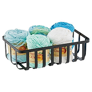 mDesign Farmhouse Metal Wire Storage Organizer, Holder Bin Basket Shelving Organization for Closet, Entryway, Bedroom, Bathroom, Home Office - Black