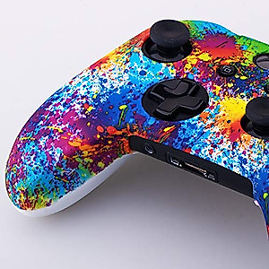 9CDeer 1 Piece of SiliconeTransfer Print Protective Cover Skin + 6 Thumb Grips for Xbox One/S/X Controller Colour Paint