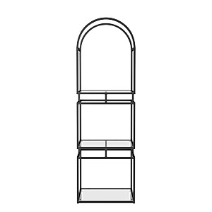 PayLessHere 3-Tier Open Bookshelf, Bookcase Storage Shelves with Arched top Metal Frame and Glass Bookshelves form Home Office Living Room,Black