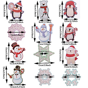 60Pcs Winter Cut-Outs, Classroom Décor, Snowman Snowflake Penguin Bear Cutouts with Dot Glue for Party Decor