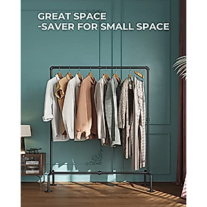 OROPY Industrial Pipe Clothing Rack Free Standing, Heavy Duty Detachable Clothes Rack with 4 Stable Feet for Garment Storage Display, Black