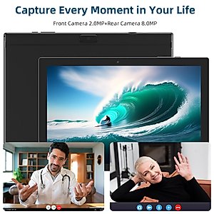 HOTTABLET 2023 New Tablet 10 inch, Android 13 Tablets, 12GB RAM 128GB ROM Computer Tablet with Keyboard, IPS Screen, 2.4G/5G WiFi 6, Bluetooth 5.0 Tablet PC, 1TB Expand Tablet with Stylus, Black